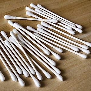 400pcs CGR Organic cotton Swabs, 100% Cotton Double-Tipped, White Paper Sticks(compostable), Travel Pack(8 Pack of 50 Swabs Total)