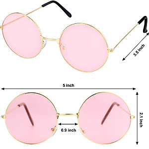 Fiada 16 Pairs Round Hippie Glasses Colorful Retro Hippie Glasses for Men Women 60's Circle Glasses for Costumes Party Favors(Rainbow Color Set)