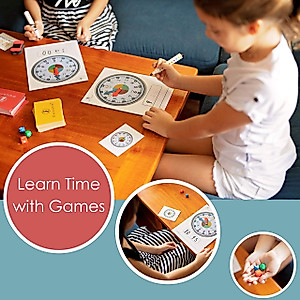 OWLCONIC Learning Time Game - A Great 128 Piece Teaching Aid to Help Kids Learn Analog and Digital Time an Educational Resource Toy for Children - Learning Clock Telling time Teaching Clock for Kids