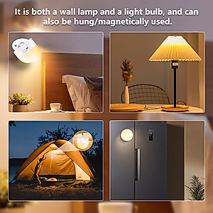 MXhme Rechargeable Light Bulbs with Remote Control No Wiring Required, Battery Operated Light Bulb Timer,Magnetic 360°,310lm,3 Color Temperature RGB Colors Dimmable,40 Watt Equivalent,1P