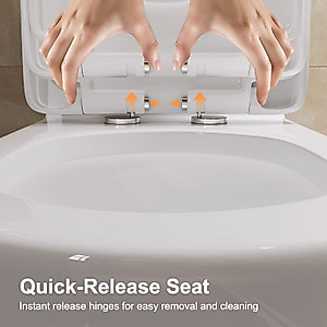 HOROW HWMT-8733 Small Compact One Piece Toilet For Bathroom, Powerful & Quiet Dual Flush Modern Toilet, 12'' Rough-In Toilet & Soft Closing Seat Include, 25"D x 13.4"W x 28.4"H, White