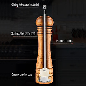 Wooden Pepper Grinder, Pepper Mill Kit Wood Manual mills Solid With Strong Adjustable Ceramic Grinders 8 "