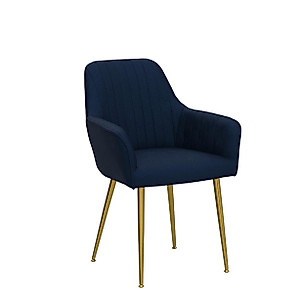 thksbought Set of 2 Velvet Dinning Chairs, Upholstered Accent Chairs with Gold Plating Legs for Living Room Chairs(Blue)
