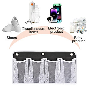 RV Shoe Storage for Bedside - 4 Pocket Wall Mounted Entryway Shoes Rack, Bed Hanging Pocket Organizer, Bedside Caddy Storage Organizer for Headboards Bunk Beds Dorm Rooms,RV & Camper Essentials