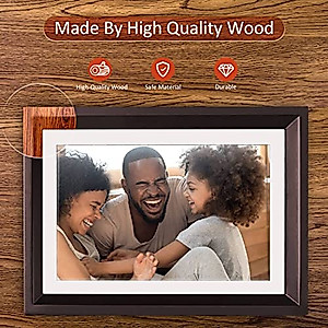 LOVCUBE Digital Picture Frame 10.1 inch WiFi Digital Photo Frame with HD Touch Screen Auto-Rotate Share Photos and Videos via App Anytime and Anywhere(Dark Brown)