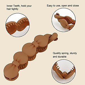 Hapdoo 6PCS Bow Oval Banana Clips Hair, Banana Hair Clips for Medium Thin Hair, 4.1 Inch Matte Strong Hold Half Ponytail Bun Holder, Hair Jaw Clips Barrettes Styling Accessories for Women Girls