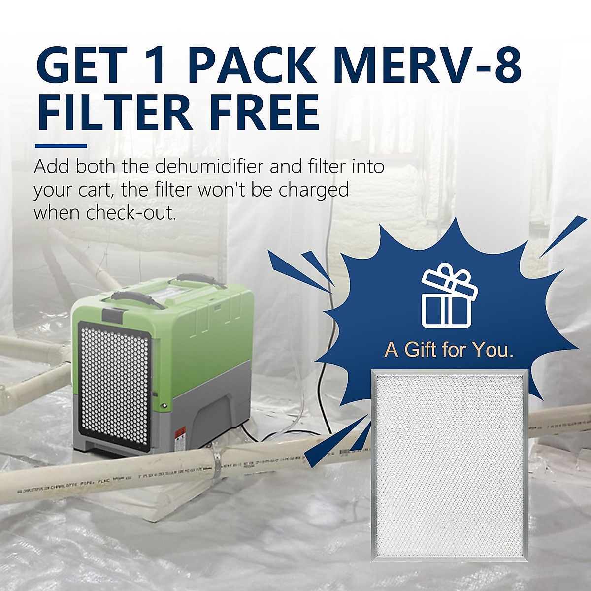 ALORAIR 180 Pint Commercial Dehumidifier with Pump for Basement Warehouse & Job Sites, Large Space Crawl Space Dehumidifier for Efficient Water Damage Restoration,5 Years Warranty,Green