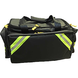 LINE2design EMS Oxygen Bag - Portable Deluxe O2 Supplies with Shoulder Strap - Paramedic Medical Ambulance Gear - Black
