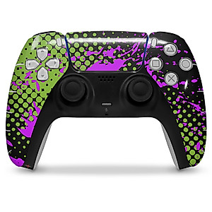 WraptorSkinz Skin Wrap compatible with Sony PS5 DualSense Controller Halftone Splatter Hot Pink Green (CONTROLLER NOT INCLUDED)
