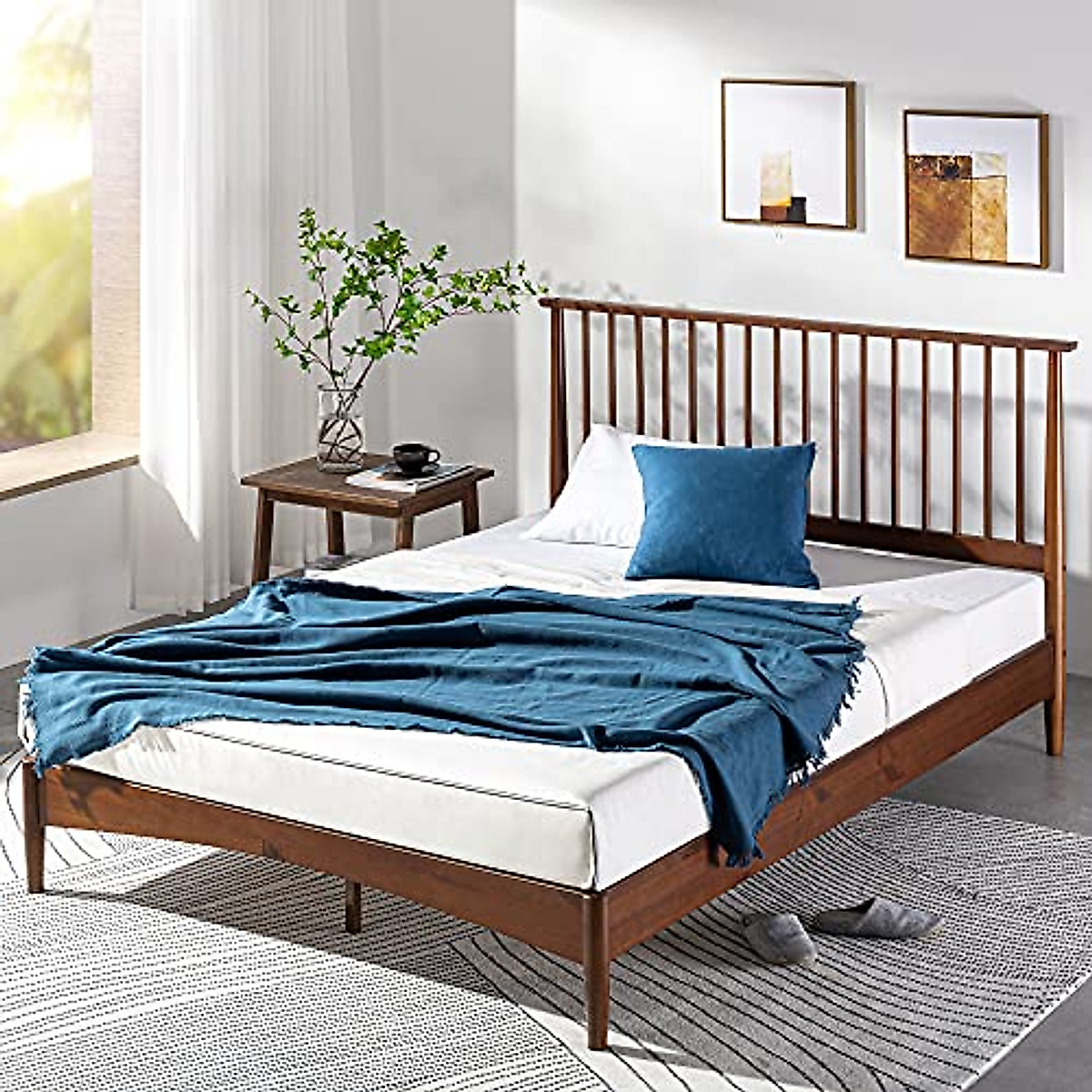 Zinus Linda Mid Century Wood Plat, Full & 12 Inch Ultra Cooling Gel Memory Foam Mattress/Cool-to-Touch Soft Knit Cover/Pressure Relieving/CertiPUR-US Certified/Bed-in-a-Box