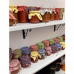 50 Pieces% 100 Cotton Flowered and Checkered Mix Pattern Fabric Jar Cover Cloth- 6.7'' Jar Cover Cloth With 50 Pieces Beaded Jute Rope