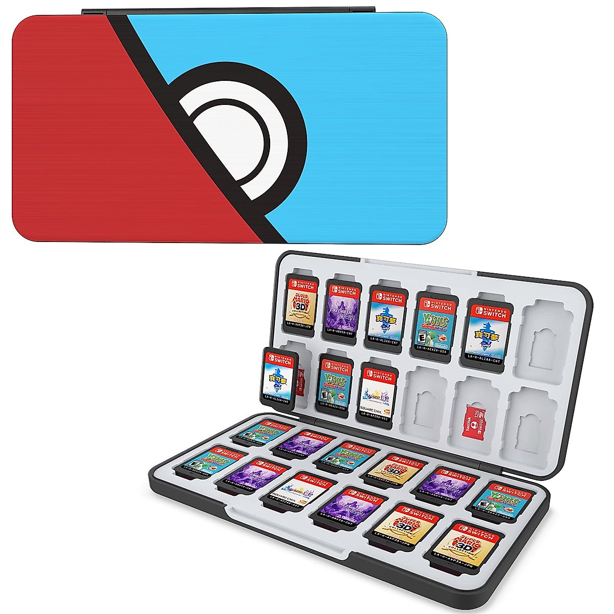 HEIYING Switch Game Card Case for Nintendo Switch & OLED & Lite,Custom Pattern Memory Storage Holder with 24 Game Card Slots and 24 Micro SD Cards Slots
