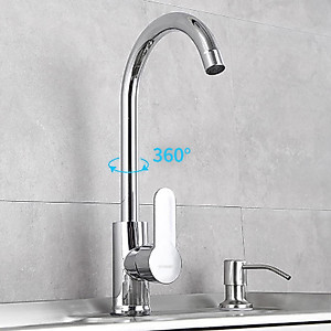 Single Bowl Stainless Steel Sink Free Standing Commercial Restaurant Kitchen Sink with Faucet Utility Washing Hand Basin Laundry Tub for Indoor Outdoor, 28x18.5x29.5inch