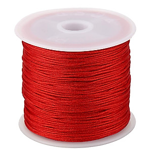 0.8mm Nylon Cord, Thread Chinese Knot Macrame Rattail Bracelet Braided String (Red)
