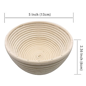 6 PCS Natural Rattan Brotform Banneton Proofing Basket Round Bread Basket for Baking Dough (5 Inch)