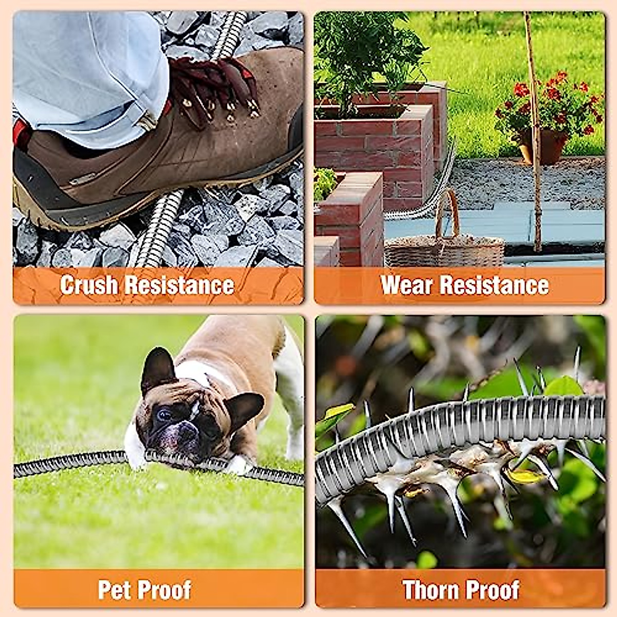 Garden Hose 100 ft Metal - Flexible Garden Hose Stainless Steel Water Hose No Kink and Tangle Outdoor Heavy Duty Collapsible Water Pipe