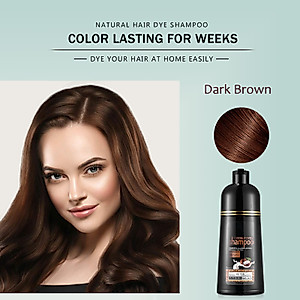 Fvquhvo Dark Brown Hair Color Shampoo for Gray Hair - Instant Hair Dye Shampoo 3 in 1 for Men & Women - Herbal Ingredients Safe to Use - 16.90 Fl Oz