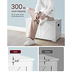 VASAGLE Storage Chest, Storage Trunk with 2 Safety Hinges, Storage Bench, Shoe Bench, Barn Style, 15.7 x 31.5 x 18.1 Inches, for Entryway, Bedroom, Living Room, White ULSB062T14