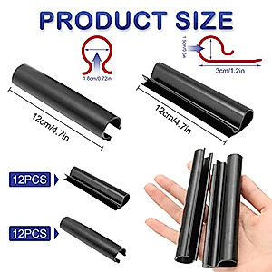 24 Pack Pool Cover Clip, Swimming Pool Cover Clip- 2 Shapes Pool Clips Pool Cover Clip Above Ground Cover Clips for Secure Your Winter Pool Cover (Black, 4.7 Inch Long)