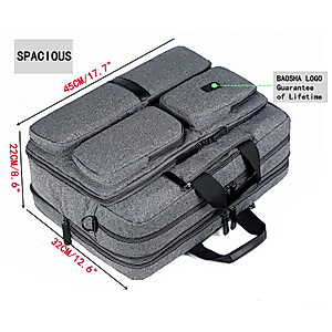 Hybrid Briefcase Backpack Convertible Large 17inch College School Computer bag Multi-Functional Travel Rucksack (Grey)