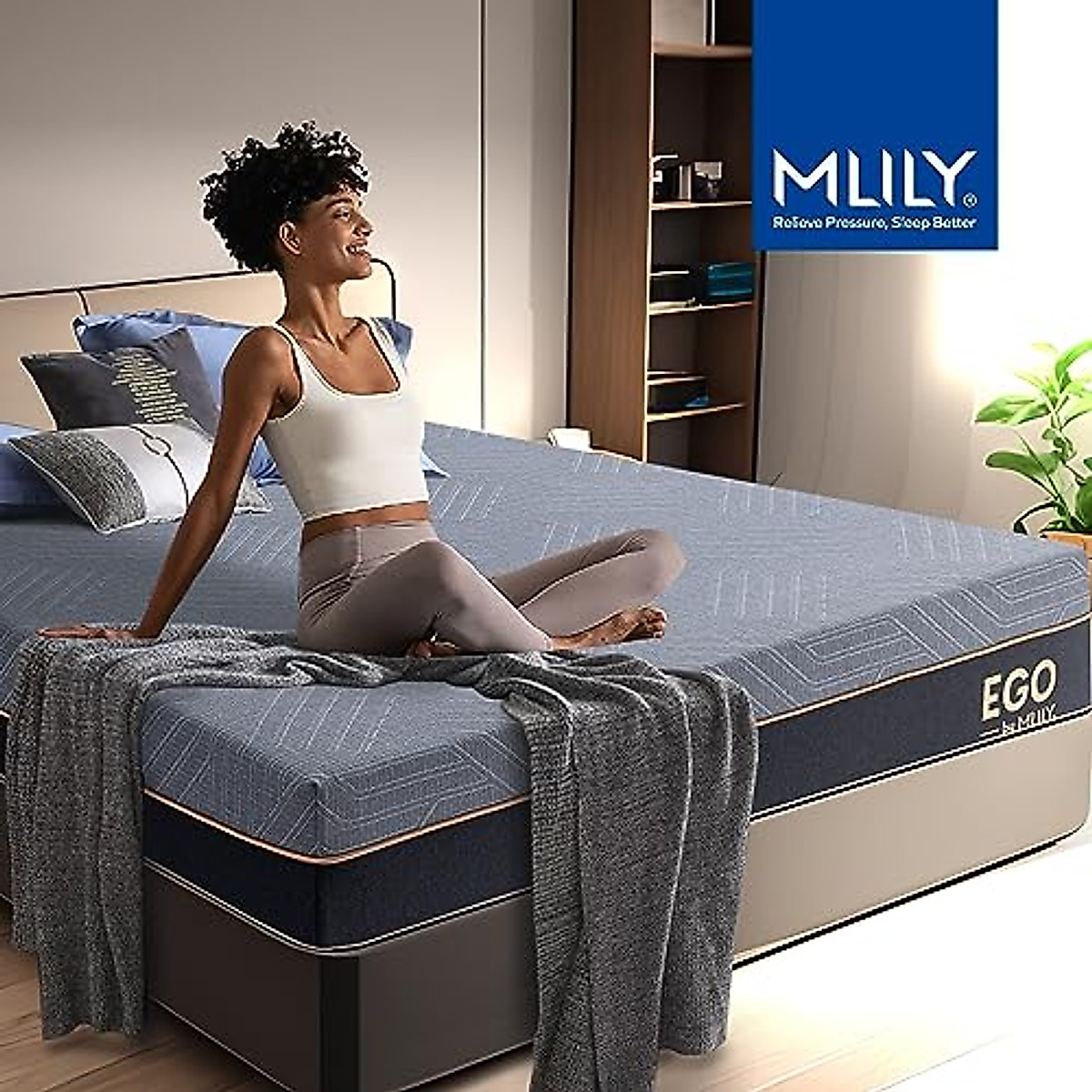 EGOHOME California King Size Mattress, 12 Inch Cooling Gel Memory Foam Mattress, Bed in a Box, CertiPUR-US Certified, Fiberglass Free, Therapeutic Matress, Made in USA, 72”x84”x12”, Medium, Black