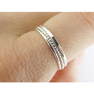 Silver Stacking Ring, 925 Sterling Silver Ring, Rope Tone Ring, Round Silver Tone Ring, Hammered Tone Ring, Silver Band Ring, 3 Wire Set Handmade Ring, Statement Ring, Faceted Ring