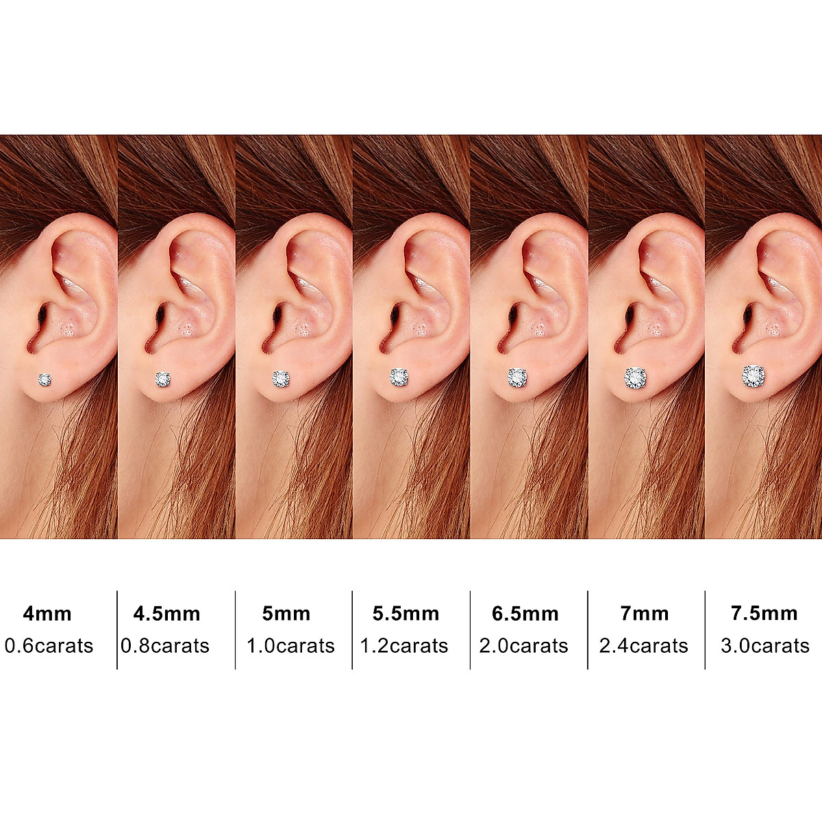 Moissanite Stud Earrings, Lab Created Diamond 18K White Gold Plated 925 Sterling Silver Earring Hypoallergenic Earrings for Women Men Brilliant Round Cut 12ct