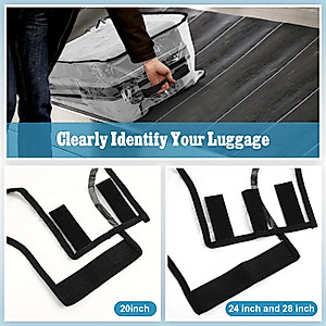 Windyun 12 Pcs Clear Luggage Cover Protector PVC Suitcase Cover Waterproof Dustproof Transparent Luggage Protector for Travel Wheeled Suitcase, Black Border (20 Inch, 24 Inch, 28 Inch)