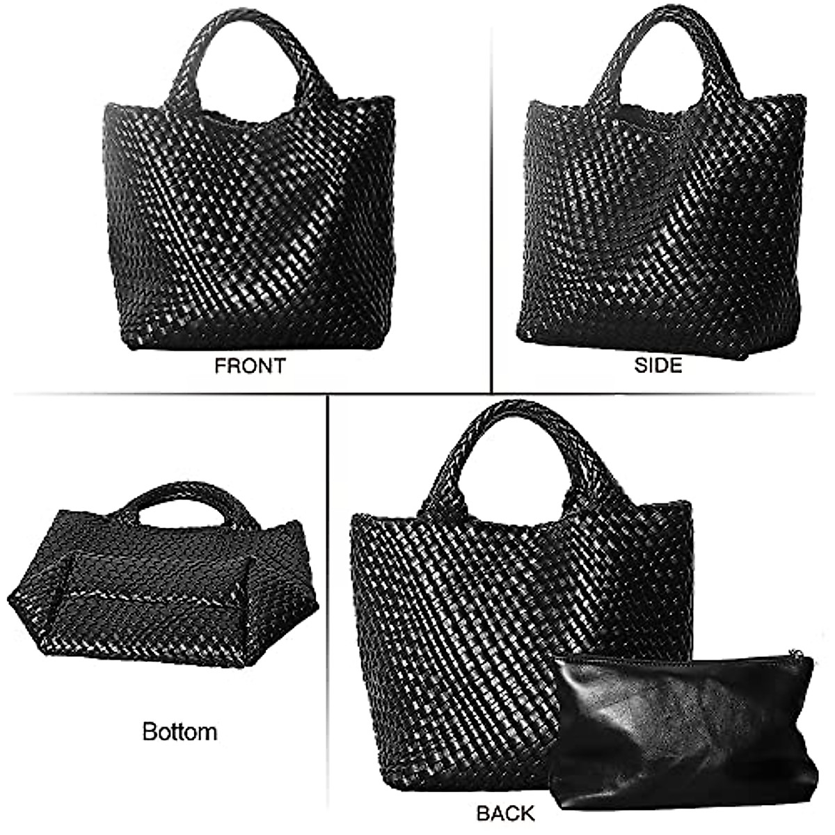 BZXHVSHA Women's Tote Bag Large Capacity Handbags And Purse For Ladies (Black)