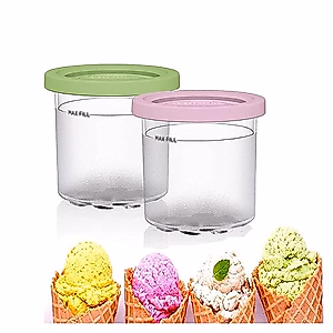 EVANEM 2/4/6PCS Creami Deluxe Pints, for Ninja Creami Deluxe Containers,16 OZ Ice Cream Container Airtight,Reusable Compatible NC301 NC300 NC299AMZ Series Ice Cream Maker,Pink+Green-6PCS