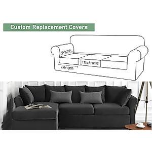 SINCERE Custom Cushion Cover with Zipper Indoor/Outdoor, Cut to Size Non-Slip Removable Replacement Seat Cover for Window Bench Pad, Floor Pillow, Patio Furniture Cushion Cover, No Insert