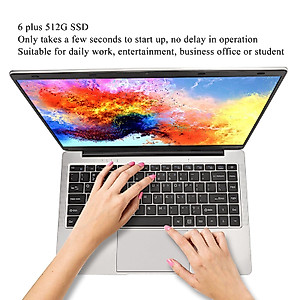 PUSOKEI Ultra Thin Laptop Computer, 14in IPS FHD Display, Celero J4105 Processor, 6GB RAM 128GB SSD, UHD Graphics, Webcam, 2.4G/5G WiFi, Bluetooth, Dual Speaker, Windows 11