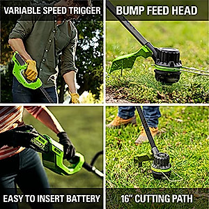 Greenworks 40V 14 inch Brushless Cordless String Trimmer, 2Ah Battery and Charger Included ST40L210