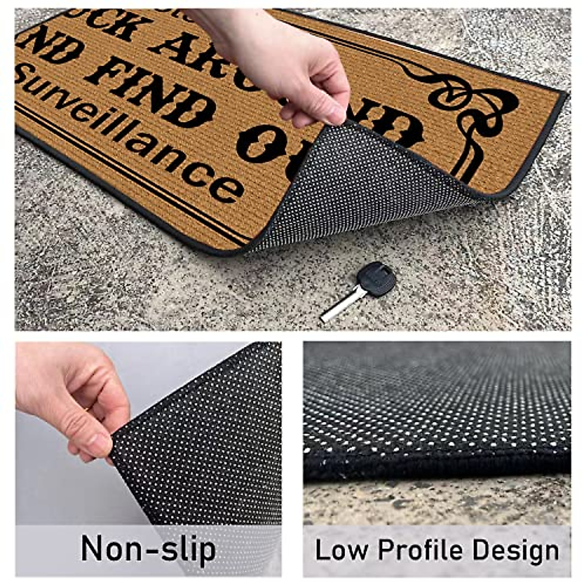 BinHang Indoor Floor Mats for Home Entrance, Funny Doormats for Front Door Protected by Fuck Around and Find Out Surveillance Rubber Backing Protect The Floor 30X18 Inch