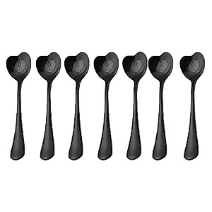 Stainless Steel Spoon Set 7 Pack, Heart Shaped Spoons, Coffee spoon，Dessert Spoon, Ice Cream Spoons, tea spoons，Love spoon, Cute holiday gift (Rose gold, 7)