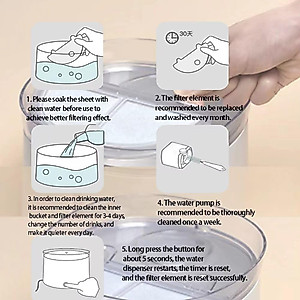 Pet Fountain Filter Replacement for WF20/CF20 Wireless Pumps Cat Water Fountain, Triple Action Pet Fountain Replacement Filters, Cat Water Fountain Filter 6 Pcs and Water Pump Filters Sponges