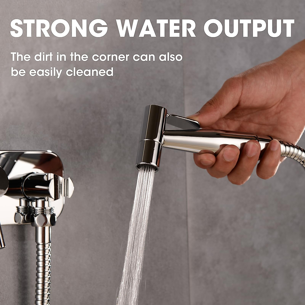 DIKUROOMS Brass Wall Mount Toilet Bidet Faucet Concealed Handheld Spray Set Hot and Cold Water Diaper Sprayer Shattaf Bidet Attachment, Chrome