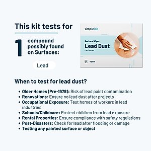 Lead Dust Surface Wipe Test by SimpleLab | 4-Pack | at-Home Sampling Lab Test Kit for Indoor Surfaces | Lead Paint Test kit | Includes Materials for 4X Samples - Must be Shipped Back Together