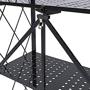 SogesGame Folding Shelving Metal Storage Rack,5-Tier Standing Adjustable Wire Shelving Shelf Unit Shelvesfor Laundry Bathroom Kitchen Pantry Closet (Black)