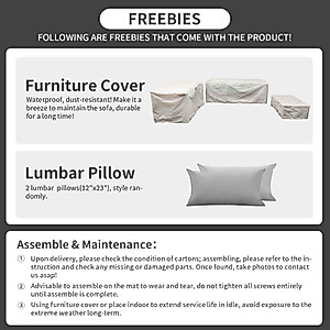 Rattaner Outdoor Wicker Furniture Couch Set 5 Pieces Patio Furniture Sectional Sofa with Grey No-Slip Cushions and Waterproof Covers