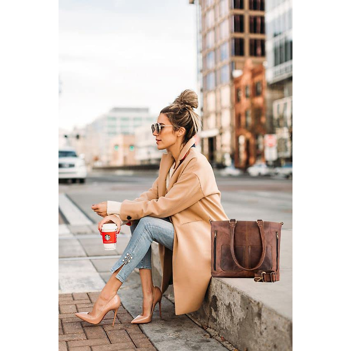 PARRYS LEATHER WORLD Vintage Genuine Leather Tote Bag for Women Shoulder Handbag, Casual Shoulder, Cross Body Bag Handbag, Multi Compartment