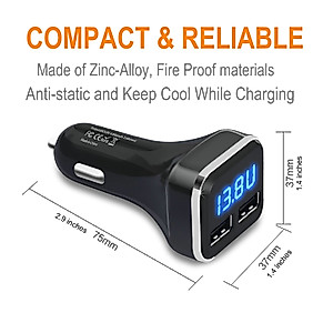 Jebsens 4.8A 24W Dual USB Car Charger Volt Meter Car Battery Monitor with LED Voltage & Amps Display, Cigarette Lighter Adapter, USB Cigarette Lighter Adapter, Compatible for iPhone 15/15 Pro Max