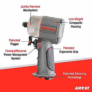 AirCat Pneumatic Tools 1056-XL: Nitrocat Composite Compact Impact Wrench 750 ft-lbs - 1/2-Inch