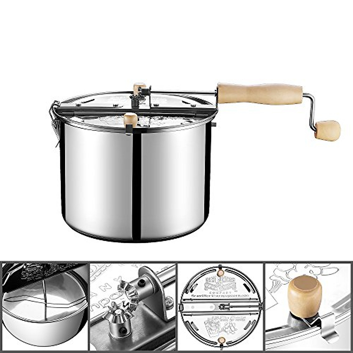 Great Northern Popcorn Original Stainless Steel Stove Top 6-1/2-Quart Popcorn Popper