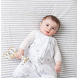 Ely's & Co. Patent Pending Waterproof Pack N Play/Mini Portable Crib Sheet with Mattress Pad Cover Protection I Taupe Stripes and Splash