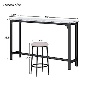 HOMYSHOPY Bar Table Set for 3, 4 Piece Console Table with 3 Stools, Counter Height Kitchen Table Set with 3 Chairs for Breakfast Nook, Living Room and Apartment (White & Black)