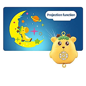 Caterbee Baby Crib Mobile Toy with Lights and Music, Projection, Remote, Pack and Play (Blue-Rechargeable Mode)