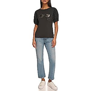 Karl Lagerfeld Paris Women's Casual Sunglass Top Logo, Black