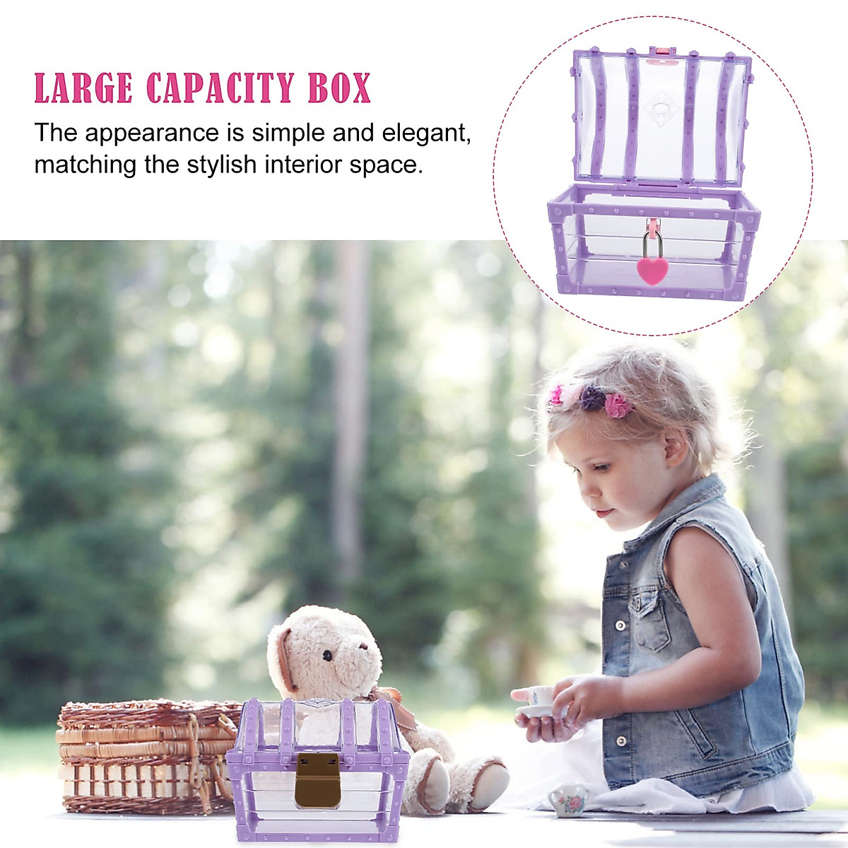 ibasenice 1set Pirate Art Treasure Chest Lovely, of Girls Toys and Diamond Jewelry Bin Children Trays Clear Trunks Decor Home Storing Jewery Earring Accessories Transparent