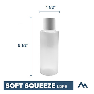 Pinnacle Mercantile Easy Squeeze Plastic Bottles with Disc Flip Cap/Lid 4 oz Set of 8 Empty